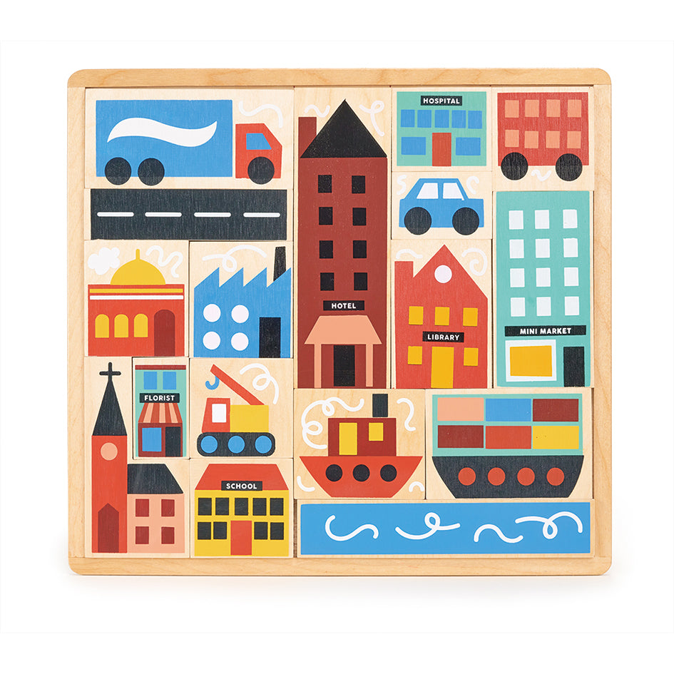 Town Puzzle | Mentari Toys | Wooden Puzzles & Games for Kids