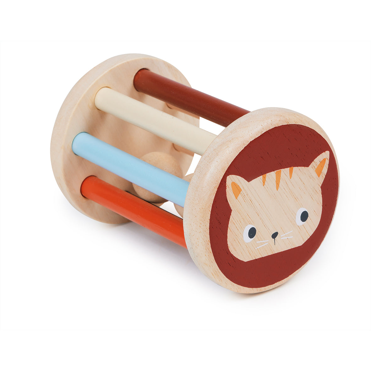Rolling Kitten Rattle | Mentari Toys | Wooden Toy Rattle